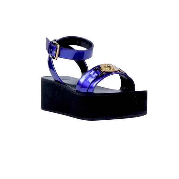 Versace | Shoes | Versace Purple Laminated Leather Wrap Around Platform ...